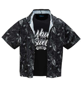 大きいサイズ COLLINS メッシュリーフ総柄半袖フルジップパーカー+半袖Tシャツ 3L 4L 5L 6L 8L MC852302-00829 ラッピング可 送料無料 即日発送