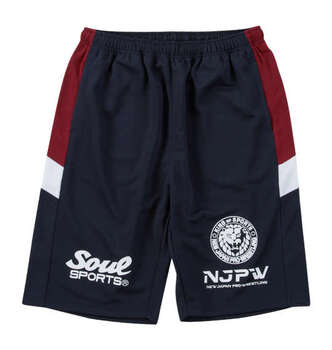 大きいサイズ SOUL SPORTS×新日本プロレス ジャージハーフパンツ 3L 4L 5L 6L 8L ネイビー ラッピング可 送料無料 即日発送
