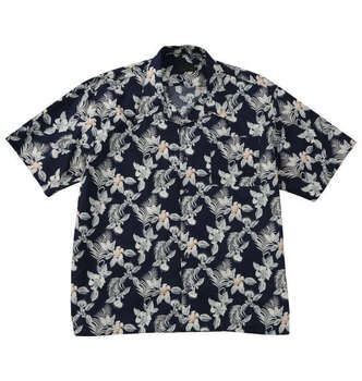 大きいサイズ Mc.S.P アロハブロードオープンカラー半袖シャツ 3L 4L 5L 6L ネイビー ラッピング可 送料無料 即日発送