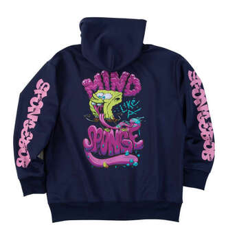 大きいサイズ SPONGEBOB ダンボールニットプリントフルジップパーカー 3L 4L 5L 6L ネイビー ラッピング可 送料無料 即日発送