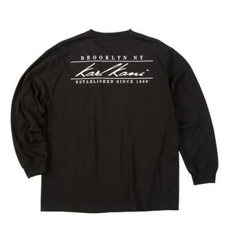 大きいサイズ KARL KANI 天竺長袖Tシャツ 3L 4L 5L 6L 8L ブラック ラッピング可 送料無料 即日発送