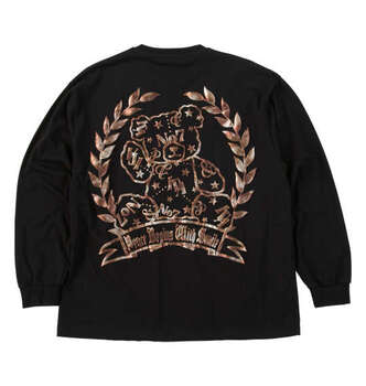 大きいサイズ in the attic ベアシルエット発泡箔プリント長袖Tシャツ 3L 4L 5L 6L ブラック ラッピング可 送料無料 即日発送