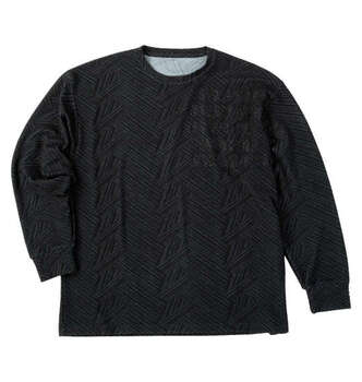 大きいサイズ in the attic ジャガード刺繍長袖Tシャツ 3L 4L 5L 6L ブラック ラッピング可 送料無料 即日発送