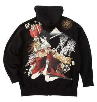 大きいサイズ 絡繰魂抜刀娘 妃那フルジップパーカー 3L 4L 5L 6L ブラック ラッピング可 送料無料 即日発送