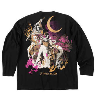 大きいサイズ 絡繰魂抜刀娘 凛＆穂乃花長袖Tシャツ 3L 4L 5L 6L 8L ブラック ラッピング可 送料無料 即日発送