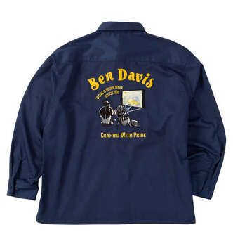 大きいサイズ BEN DAVIS 刺繍ツイルワークシャツ 3L 4L 5L 6L ネイビー ラッピング可 送料無料 即日発送