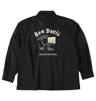 大きいサイズ BEN DAVIS 刺繍ツイルワークシャツ 3L 4L 5L 6L ブラック ラッピング可 送料無料 即日発送