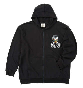 大きいサイズ 黒柴印和んこ堂 まねき柴っ子裏毛フルジップパーカー 3L 4L 5L 6L 8L ブラック ラッピング可 送料無料 即日発送