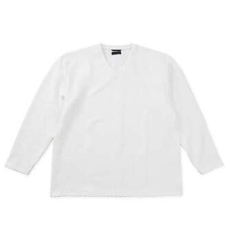 大きいサイズ TETE HOMME ブリスタージャガードVネック長袖Tシャツ 3L 4L 5L 6L ホワイト ラッピング可 送料無料 即日発送