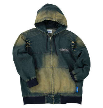 大きいサイズ SEQUENZ ウォッシュドデニムフルジップパーカー 3L 4L 5L 6L ネイビー ラッピング可 送料無料 即日発送