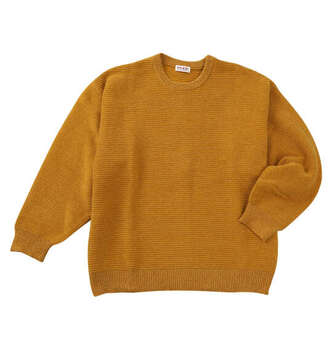 大きいサイズ PLES 7Gガーター天竺クルーネックセーター 3L 4L 5L 6L マスタード ラッピング可 送料無料 即日発送