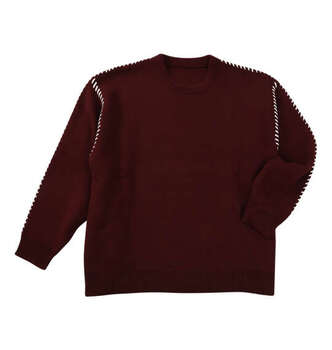 大きいサイズ PLES 7Gダブルジャガードクルーネックセーター 3L 4L 5L 6L ワイン ラッピング可 送料無料 即日発送