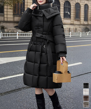フード付き フェイクダウンコードロング丈 送料無料 即日発送