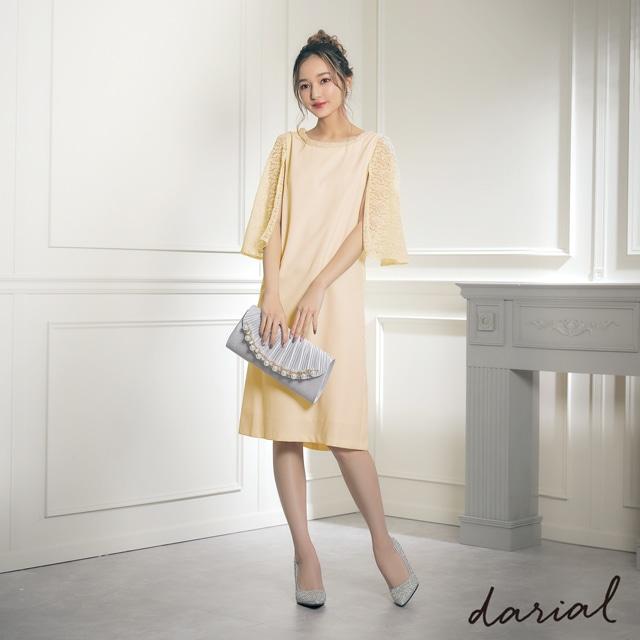 ドレス darial ヘムライン レース ケープ スリーブ ボックス ワンピース ドレス 結婚式 二次会 レディース パーティードレス フォーマル お呼ばれ ワンピース 卒業式 卒園式 入学式 入園式 謝恩会 婚活 オケージョン  ノースリーブ