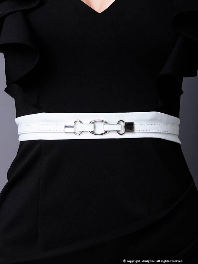 キャバ ドレス ベルト 付き ボリューム フリル タイト ミニ ドレス