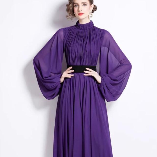 長袖にシフォンがかわいいロングワンピロングワンピ,ロングワンピース,フレア,ロング,ワンピ,ドレス,レディース,春,秋,お嬢様,大人,通販,