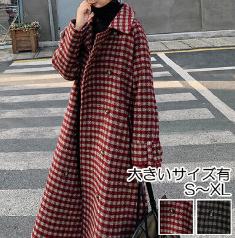チェスターコート レディース 秋 冬 ロングコート きれいめ カジュアル 上品 袖あり 長袖 ロング丈 コート 韓国 コーデ お洒落 シンプル エレガント ウール混 レッド 赤 ブラック 黒 春 秋