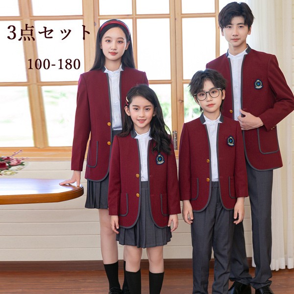 学生服 子供服 韓国風 ピアノ発表会 上下セット 3点セット キッズスーツ小学校 高校生 中学生 制服 リボン 七五三 誕生日 合唱服 団体 卒業式スーツ 入学式 入園式 卒園式