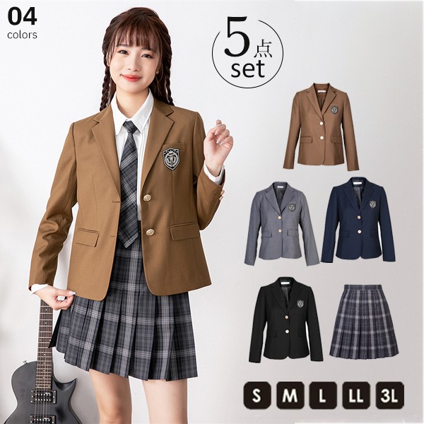 5点セット 入学式や卒業式などに適用中高生女の子のスーツ JK JK制服 ジャケット ブラウス スカート シャツ リボン 高校制服卒業式服 S M L 2L 3L