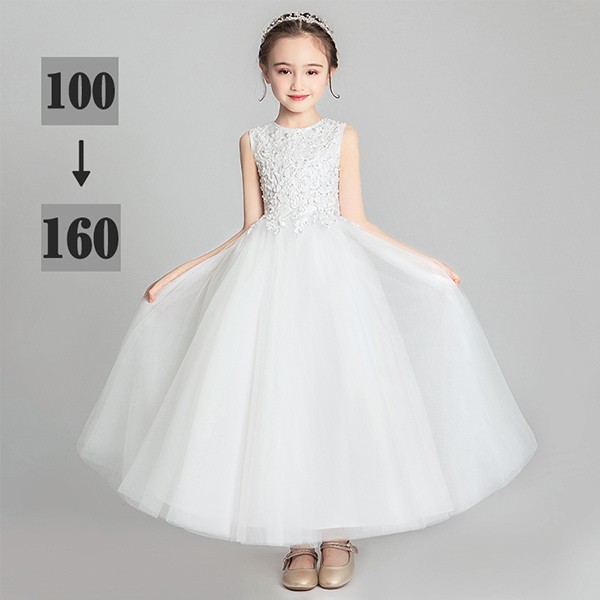 キッズ ドレス ピアノ 発表会 結婚式 ロング丈 ノースリーブ ワンピース 女の子 プリンセスライン 七五三 フォーマルドレス パーティードレス