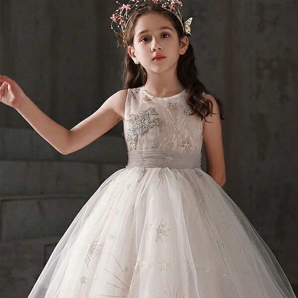 キッズ ドレス パーティードレス お姫様 ワンピース 子供ドレス ショート丈 女の子 ファスナータイプ ノースリーブ パーティー ステージ 入園 卒業式 発表会