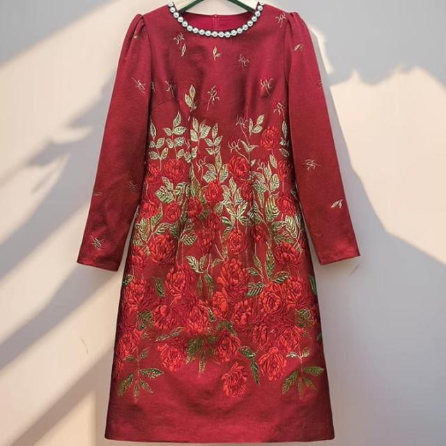 長袖に花柄レディースファッション ワンピース