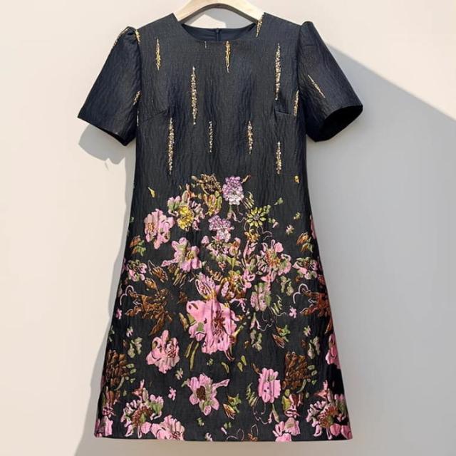 半袖に花柄レディースファッション ワンピース
