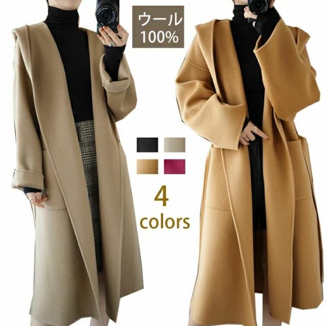 2024最新作 手作り ウールコート チェスターコート ロングコート コート レディース 春 冬 秋 フォーマル 上品 アウター ブレンド ウール 帽子付き 入園式 卒園式 卒業式 入学式