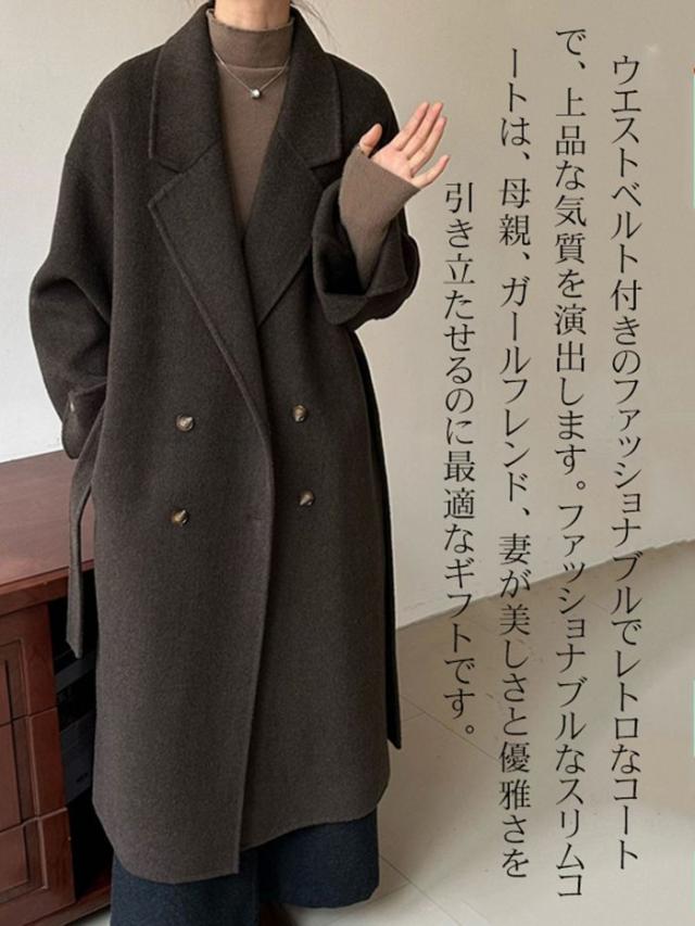 ウールコート レディース 95%ウール チェスターコート アウタージャケット コート レディース ロング丈 厚手 防寒 暖かい ポケット付き ゆったり おしゃれ きれいめ お洒落