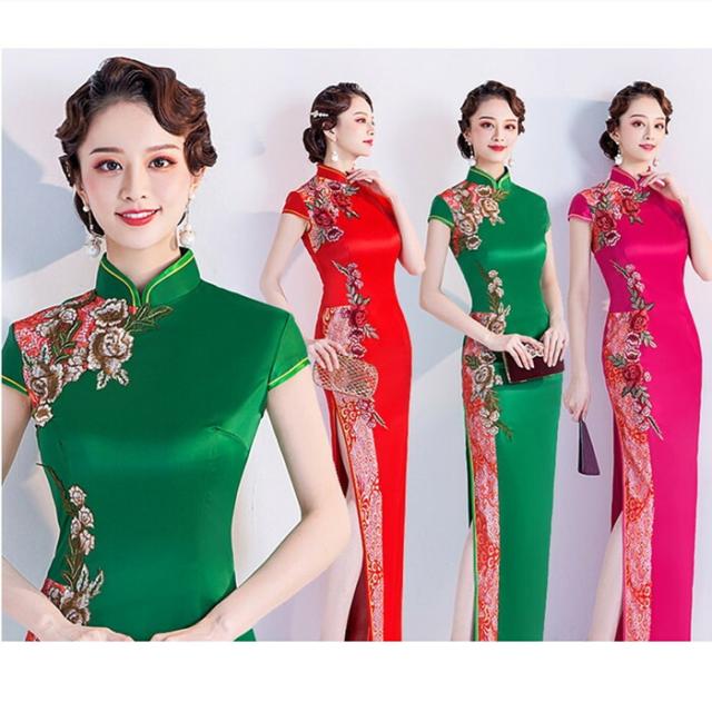 チャイナドレス ロング チャイナ服 チャイナロングドレス 大きいサイズ チャイナ風 ワンピース コスプレ おしゃれ フォマールチャイナワンピース 文化祭 発表会 3色