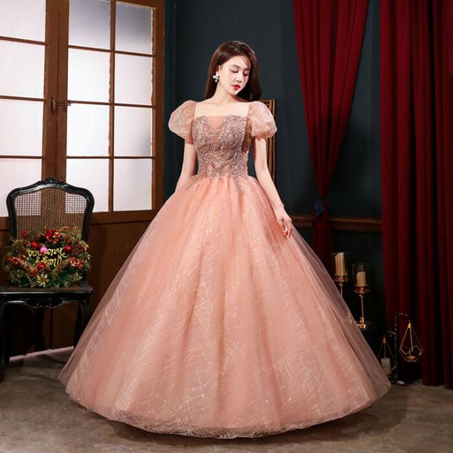 カラードレス ロングドレス 半袖 演奏会用ドレス 演奏会 ピアノ 発表会 パーティードレス 二次会 結婚式 花嫁 大きいサイズ ドレス 大人 ステージ衣装 ワンピース 舞台衣装 コンサート花嫁 披露宴