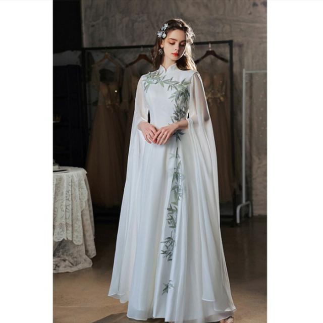 チャイナドレス 袖付き 袖あり 長袖 ロング チャイナ服 チャイナロングドレス 大きいサイズ チャイナ風 ワンピース コスプレ おしゃれ フォマールチャイナワンピース 文化祭 発表会