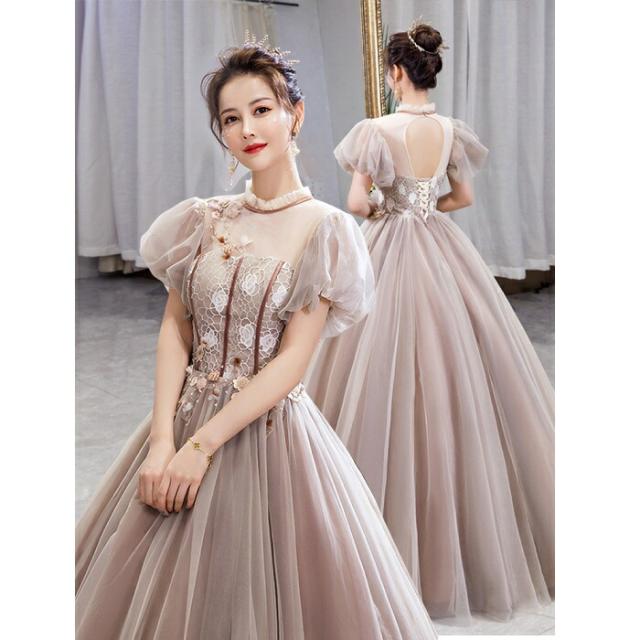 カラードレス 演奏会 ロングドレス 演奏会用ドレス ウエディングドレス 二次会 結婚式 ピアノ 発表会 大きいサイズ パーティードレス 披露宴 コンサート花嫁 袖付き 袖あり 半袖