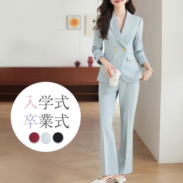 セットアップ 入学式 卒業式 ママ レディース フォーマル 春 セレモニー スーツ カジュアル テーパード パンツスーツ 2点セット 上下セット ジャケット 大きいサイズ 卒園式 入園式 パンツ