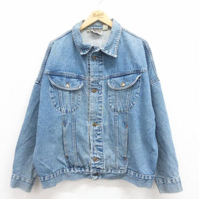 古着 FORENZA 長袖 ジージャン メンズ 90年代 90s コットン イタリア製 紺 ネイビー デニム spe Lサイズ 中古 アウター Gジャ 中古 古着