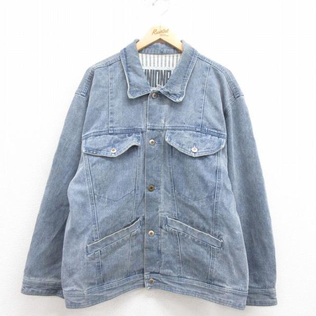 古着 ユニオンベイ 長袖 デニム ジャケット メンズ 00年代 00s コットン 紺 ネイビー Lサイズ 中古 アウター 中古 古着