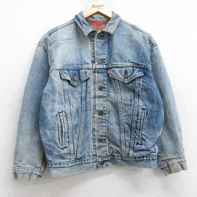 古着 リーバイス Levis 57510 長袖 ジージャン メンズ 90年代 90s コットン USA製 紺 ネイビー デニム 内側フランネル Mサイズ 中古 古着