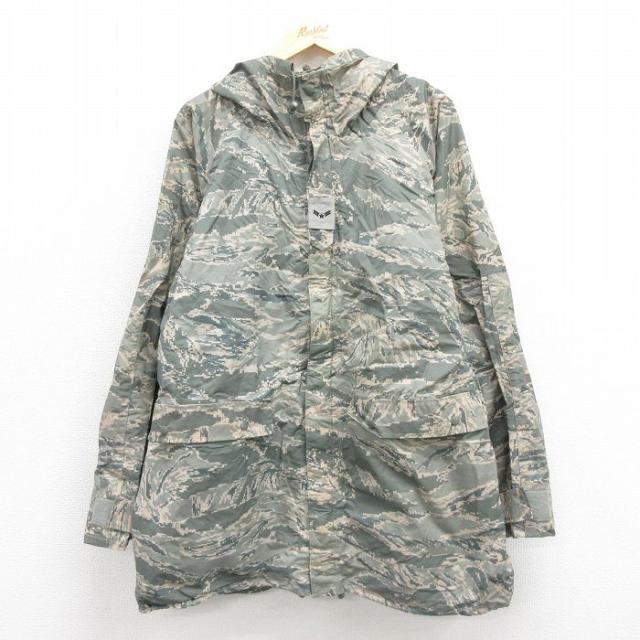 古着 長袖 ミリタリー ジャケット パーカー レインスーツ メンズ 00年代 00s デジタルタイガーカモ ラグラン USA製 グレー 迷 中古 古着