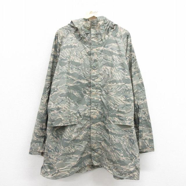 古着 長袖 ミリタリー ジャケット パーカー レインスーツ メンズ 00年代 00s ロング丈 デジタルタイガーカモ ラグラン USA製  中古 古着