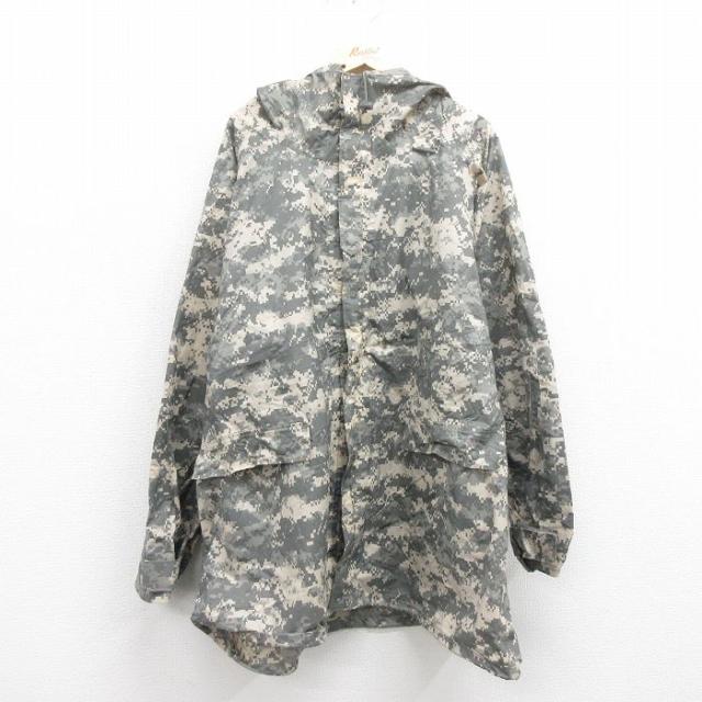 古着 長袖 ミリタリー ジャケット パーカー レインスーツ メンズ 00年代 00s 大きいサイズ ロング丈 デジタルカモ ラグラン US 中古 古着