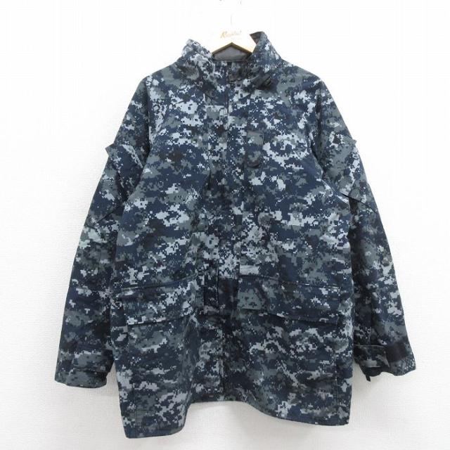 古着 長袖 ミリタリー ナイロン ゴアテックス ジャケット メンズ 00年代 00s USネイビー 大きいサイズ ロング丈 デジタルカモ  中古 古着