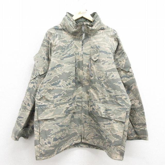 古着 長袖 ミリタリー ナイロン ゴアテックス ジャケット メンズ 00年代 00s デジタルタイガーカモ ラグラン USA製 グレー 迷 中古 古着