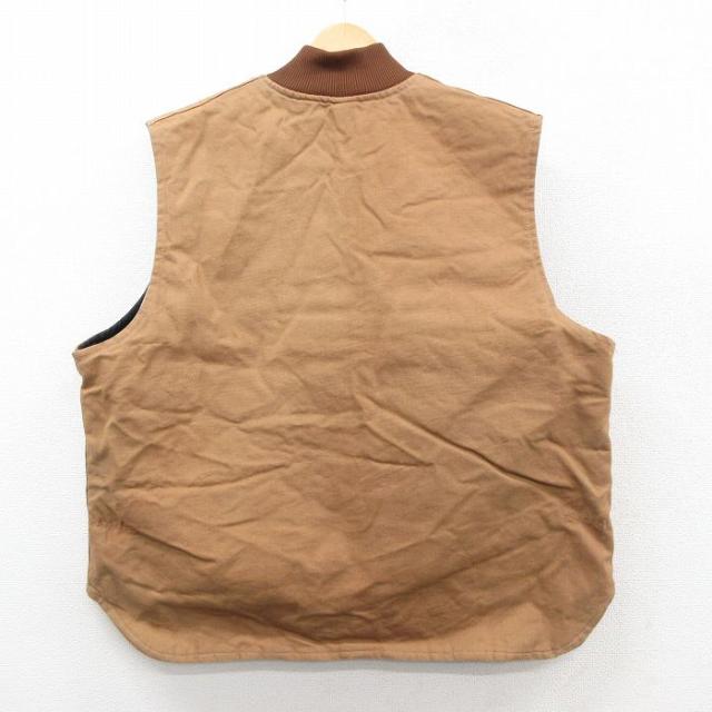 古着 カーハート Carhartt ベスト メンズ 90年代 90s ワンポイントロゴ ダック地 コットン USA製 ベージュ カーキ 内側キルテ 中古 古着 古着 カーハート Carhartt ベスト メンズ 90年代 90s ワンポイントロゴ