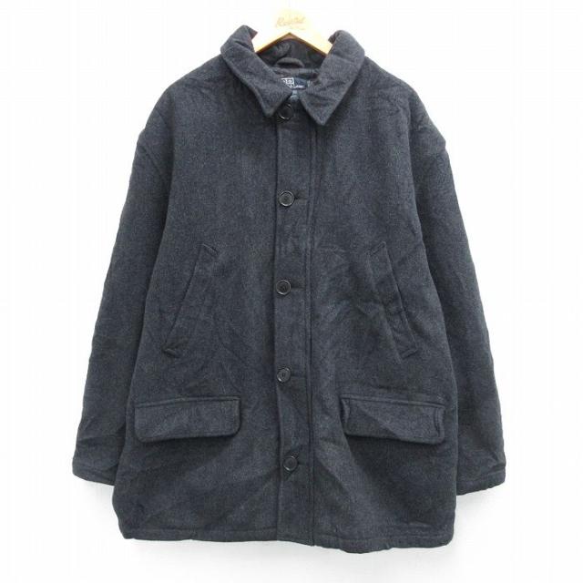 古着 ラルフローレン Ralph Lauren 長袖 ブランド ウール ジャケット メンズ 90年代 90s 大きいサイズ ロング丈 濃グレー 内側 中古 古着