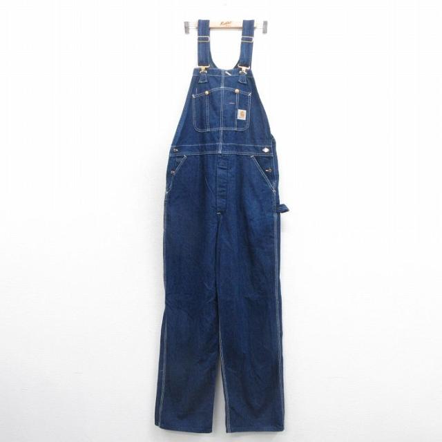 古着 カーハート Carhartt オーバーオール メンズ 90年代 90s 大きいサイズ コットン USA製 紺 ネイビー デニム spe W40 中古  中古 古着