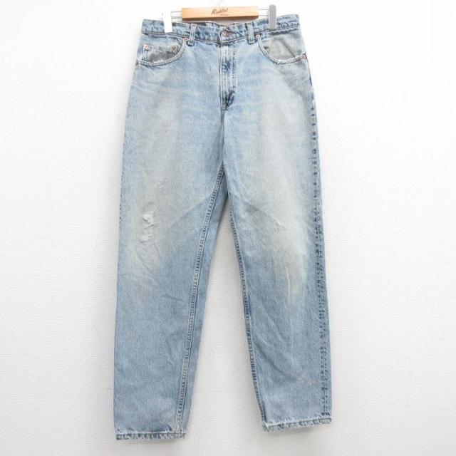 古着 ジーンズ Levis リーバイス 550 メンズ 90年代 90s テーパード ヒゲ コットン USA製 薄紺 ネイビー デニム spe W34 中古  中古 古着