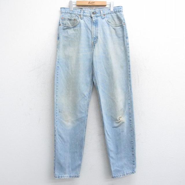 古着 ジーンズ Levis リーバイス 550 メンズ 90年代 90s ヒゲ テーパード コットン USA製 薄紺 ネイビー デニム W33 中古 ボト 中古 古着