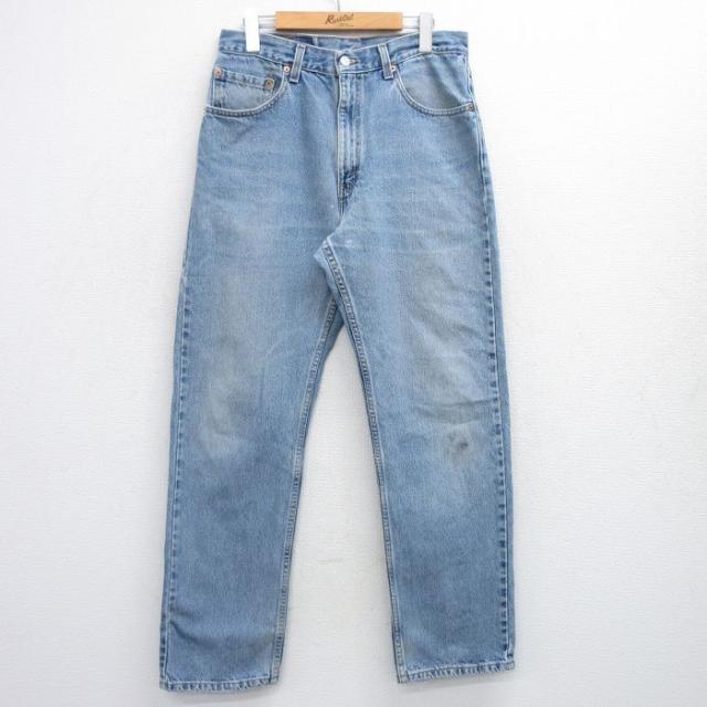 古着 ジーンズ リーバイス Levis 505 メンズ 90年代 90s ヒゲ コットン USA製 薄紺 ネイビー デニム spe W32 中古 ボトムス ジ 中古 古着