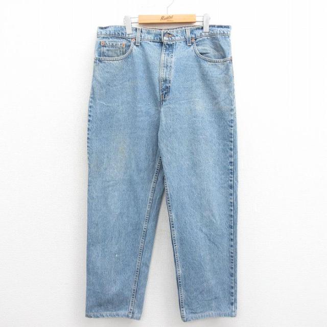 古着 ジーンズ Levis リーバイス 550 メンズ 90年代 90s テーパード コットン USA製 薄紺 ネイビー デニム spe W37 中古 ボト 中古 古着
