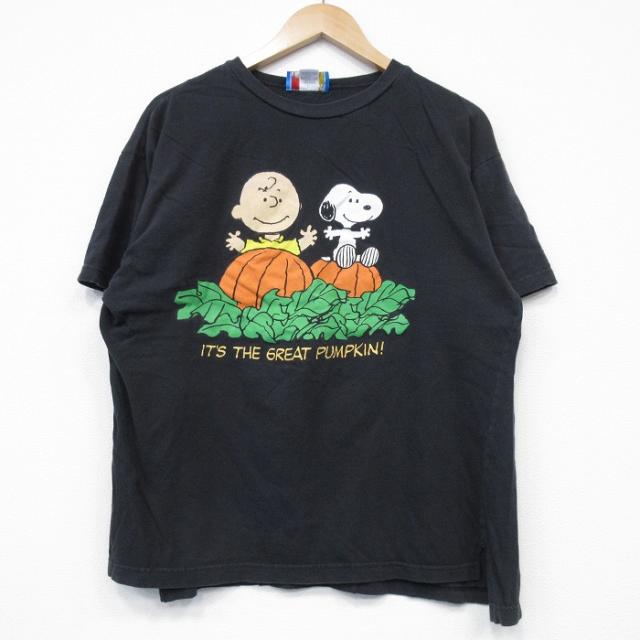 古着 半袖 Tシャツ メンズ ピーナッツ スヌーピー SNOOPY チャーリーブラウン コットン クルーネック 黒 ブラック Lサイズ 中 中古 古着の通販はau PAY マーケット - 古着 ...